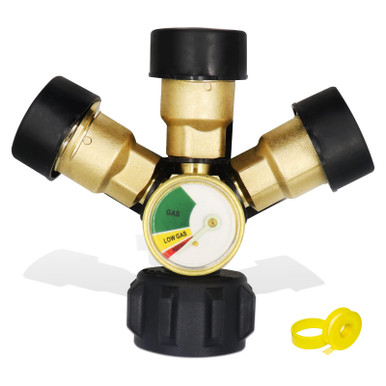 Aekops 3 Way Propane Splitter QCC/POL with Gauge and Shut-Off Valve ...