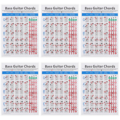 MILISTEN 6 pcs Electric Bass Chord Diagram Guitar Bass training guide ...