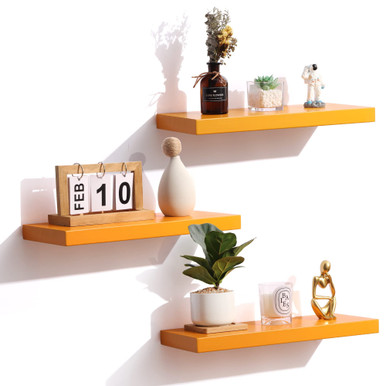 Floating Shelves for Wall, Solid Wood Wall Mounted Shelves Set of 3 ...