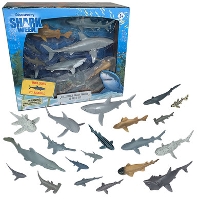 Shark Week Discovery - 20 Pieces Premium Collectable Shark Toy Playset ...