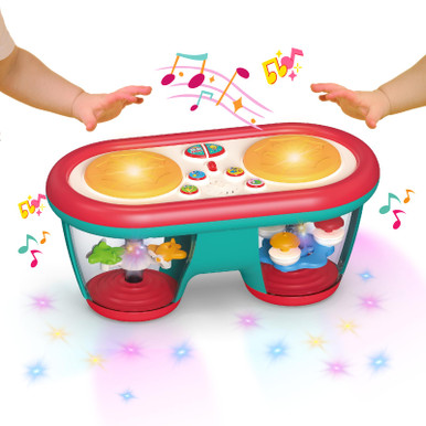 Baby Musical Drum Toy with Rotating Lights and Sounds, Color Change ...