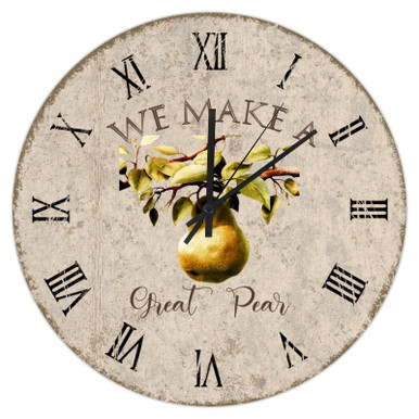 Funny Kitchen Clock We Make A Great Pear Clock Fruit Pear Wood Wall ...