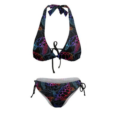 WZOMT Women's Sexy Halter Bikini Suit Watercolor Colorful Psychedelic ...