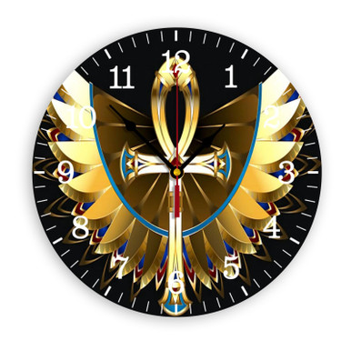 Vcjta Wall Clocks Gold Ankh with Wings Classic Silent Alarm Clock for ...