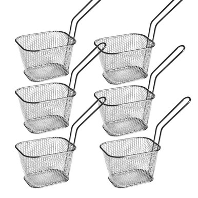 Mini Fry Basket, 6Pcs Stainless Steel Square French Fries Baskets Oil ...