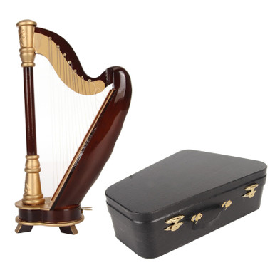 Wooden Miniature Harp Model with Case, Mini Musical Instrument Replica ...