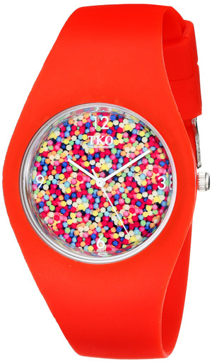 TKO Cool Red Rubber Fun Gum Ball Dial Watch for Teens TK655RD ...