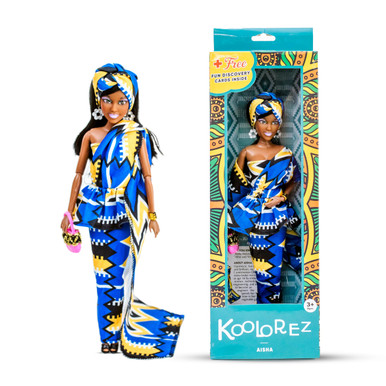 KOOLOREZ: Aisha - Our Queens Black Doll Set - Brown/Black Afro Doll w ...