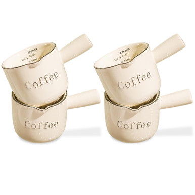 Set of 4 Ceramic Espresso Cups with Handles, Precision Pouring Spouts ...