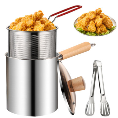 Deep Fryer Pot, 3L Stainless Steel Deep Fryer Pot with Basket, Lid ...