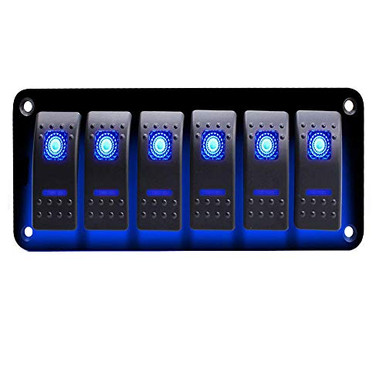 3 4 6 8 Gang Rocker Switch Panel Toggle Switches with Blue LED Light ...