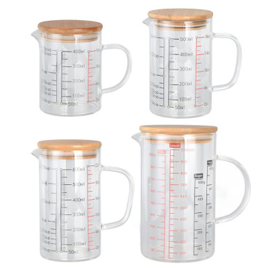 LiuXunJU Glass Measuring Cup, Transparent Cup, with Lid, Insulated ...