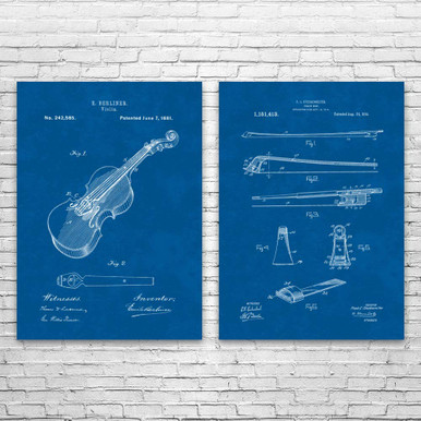 Violin Patent Prints Set of 2 (11x14), Classical Music Art, Violin ...