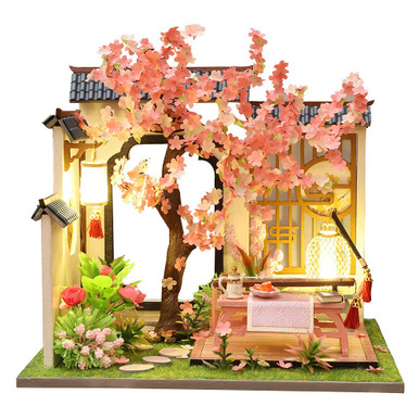 4 Sets of Chinese Art Cottage Models 3D Wooden Miniature Doll House ...