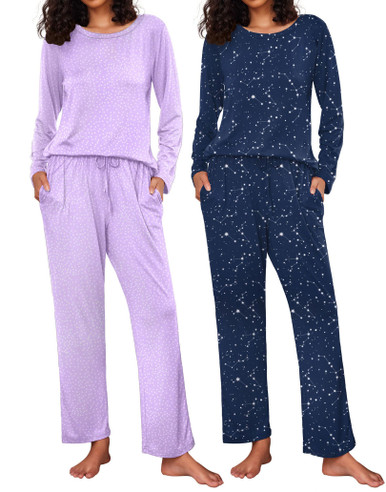 Ekouaer Womens Loungewear Set Star Printed Sleeping Wear Soft Comfy Pjs ...