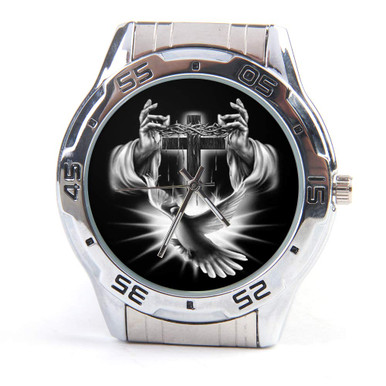 Jesus Cross and Holy Spirit Watches for Men - Stainless Steel Wrist ...