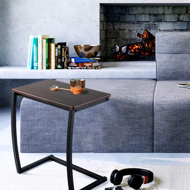 JAXPETY C-Shaped Modern Sofa Side Table, Portable Wood Creative End ...