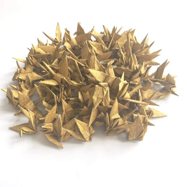 100 PCS Origami Paper Cranes Glitter Gold, Hand-Made Folded DIY ...