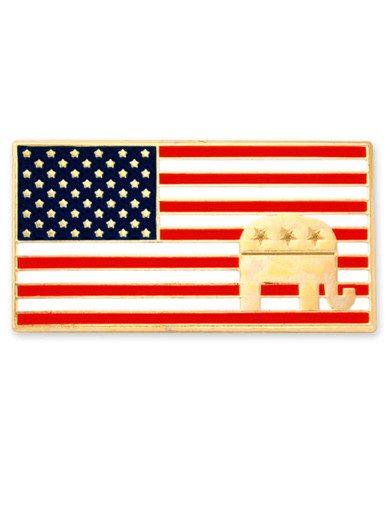PinMart American Flag Republican Elephant Patriotic Enamel Lapel Pin ...