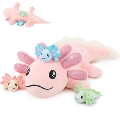 MaoGoLan 4Pcs Giant Axolotl Plush Stuffed Animal Set,32" Large Pink ...