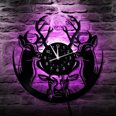 Deer Hunting LED Vinyl Record Wall Clock with 7 Colors Changing Album ...