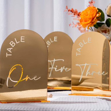 20 pcs Gold Mirror Wedding Table Numbers with Stands 1-20, 5x7 inch ...