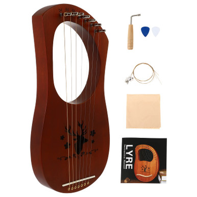 1 Set 7-note Lyre Mahogany Lyre Instrument Kit Hand Harp Liras ...