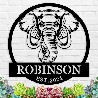 Personalized Elephant Name Sign, Customized Elephant Lover Family Wall ...