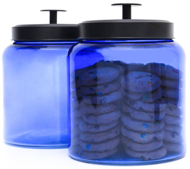 Cobalt Blue Large 1/2 Gallon Glass Cookie Jars with Lids Airtight for ...