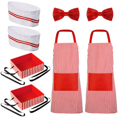 SATINIOR 8 Pcs Adult Waiter Costume Kits Hot Dog Soda Jerk Movie Night ...