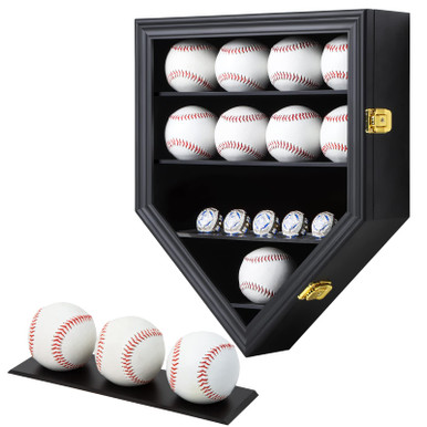 Grintus Baseball Display Case Wooden Baseball Holders for Balls Display ...