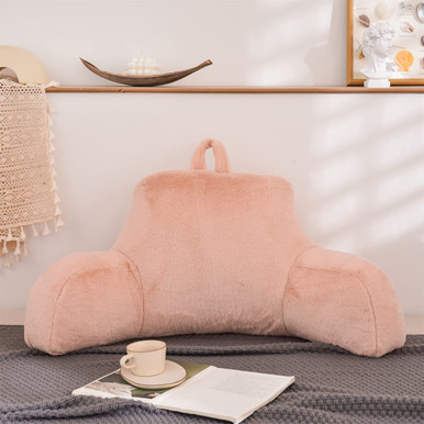 Holawakaka Large Faux Fur Bed Rest Pillow with Arms,Rabbit Fur Reading ...