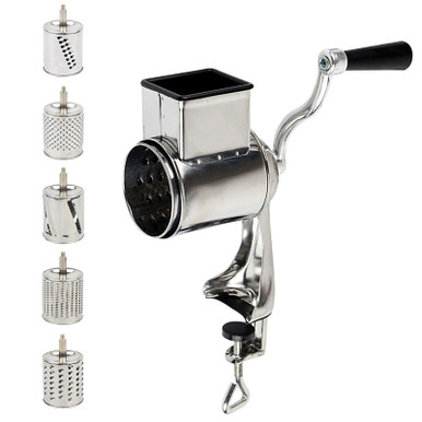 Manual Rotary Cheese Grater - Round Vegetable Slicer with 5 ...