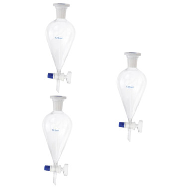 Mobestech 3pcs Pear Shaped Leak Lab Funnel with Stopcock Lab Equipment ...
