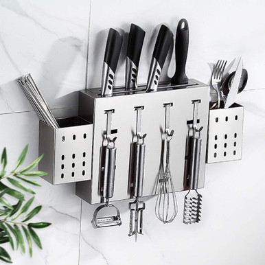 Wall Mounted Universal Knife Block, Stainless Steel Knife Holder ...