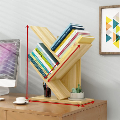 Kuuleyn Book Organizer, Mini Bookshelf, Tree Bookshelf Solid Wood ...