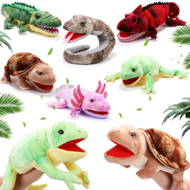 Poen 6 Pcs Reptile Hand Puppets, Extra Large Size Children's Hand ...