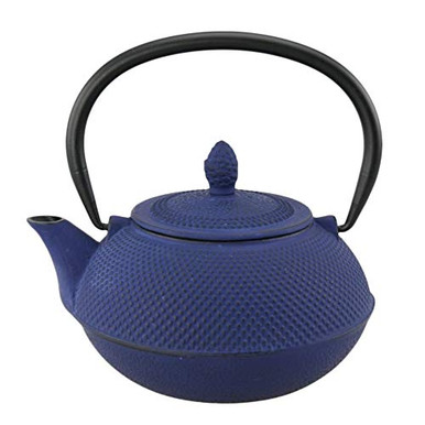 30 oz Blue Metal Teapot Cast Iron Kettle Hobnail Design Stove Top ...