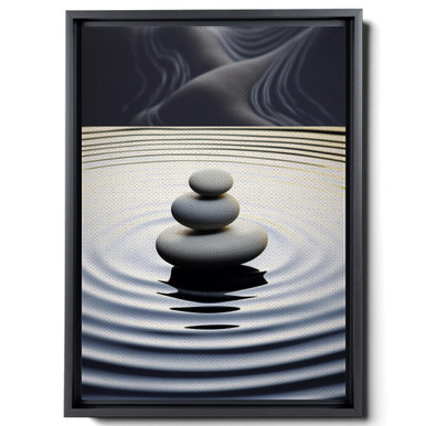 Black and White Zen Wall Art, Stones in Water Pictures Print on Canvas ...
