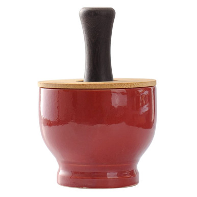 Pestle and Mortar Mortar and Pestle Set for Kitchen with Bamboo Lid ...