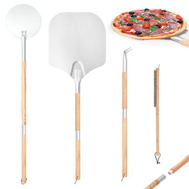 Mifoci 4 Pcs Pizza Turning Peel and Pizza Brush Ash Rake with ...