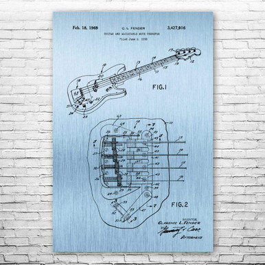 Patent Earth Bass Guitar Poster Print, Bass Player Gift, Guitar Wall ...