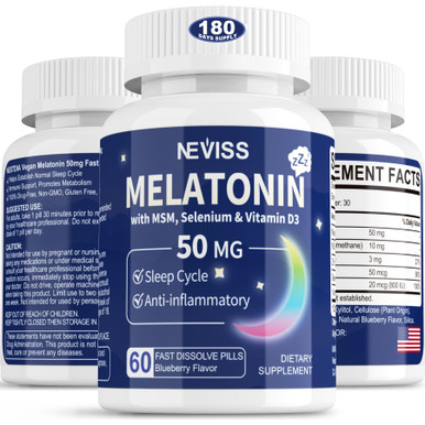 Sugar-Free Melatonin 50 mg for Adults - 180 Servings Fast Dissolve ...