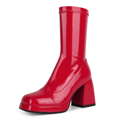 JEDKARAR Red GoGo Boots for Women Red Platform Boots for Women Red ...