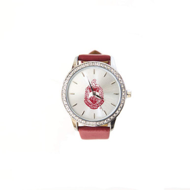 Delta Sigma Theta Sorority Red Leather Band Watch With Shield ...