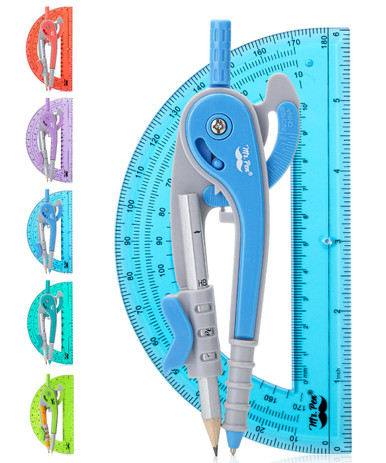 Mr. Pen- Compass and Protractor Set, Blue, Compass Geometry Tool ...