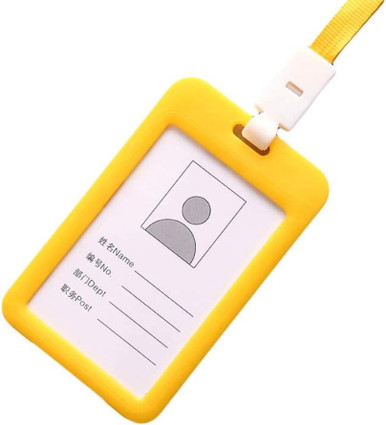 Yellow ID Card Badge Holder, Portable Double Sided Transparent Employee ...