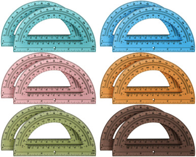 Sayglossy 12 Pcs of Colorful Plastic Protractors 180 Degrees 6 Inches ...