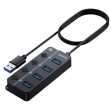 USB 3.0 Hub with On Off Switch 3ft, USB Splitter Portable Multiport ...