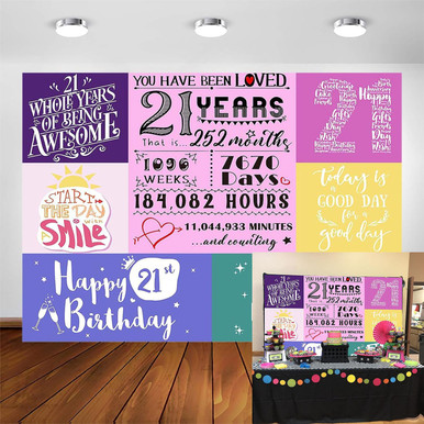 Avezano 21st Birthday Backdrop 21st Birthday Decorations Gifts for Her ...
